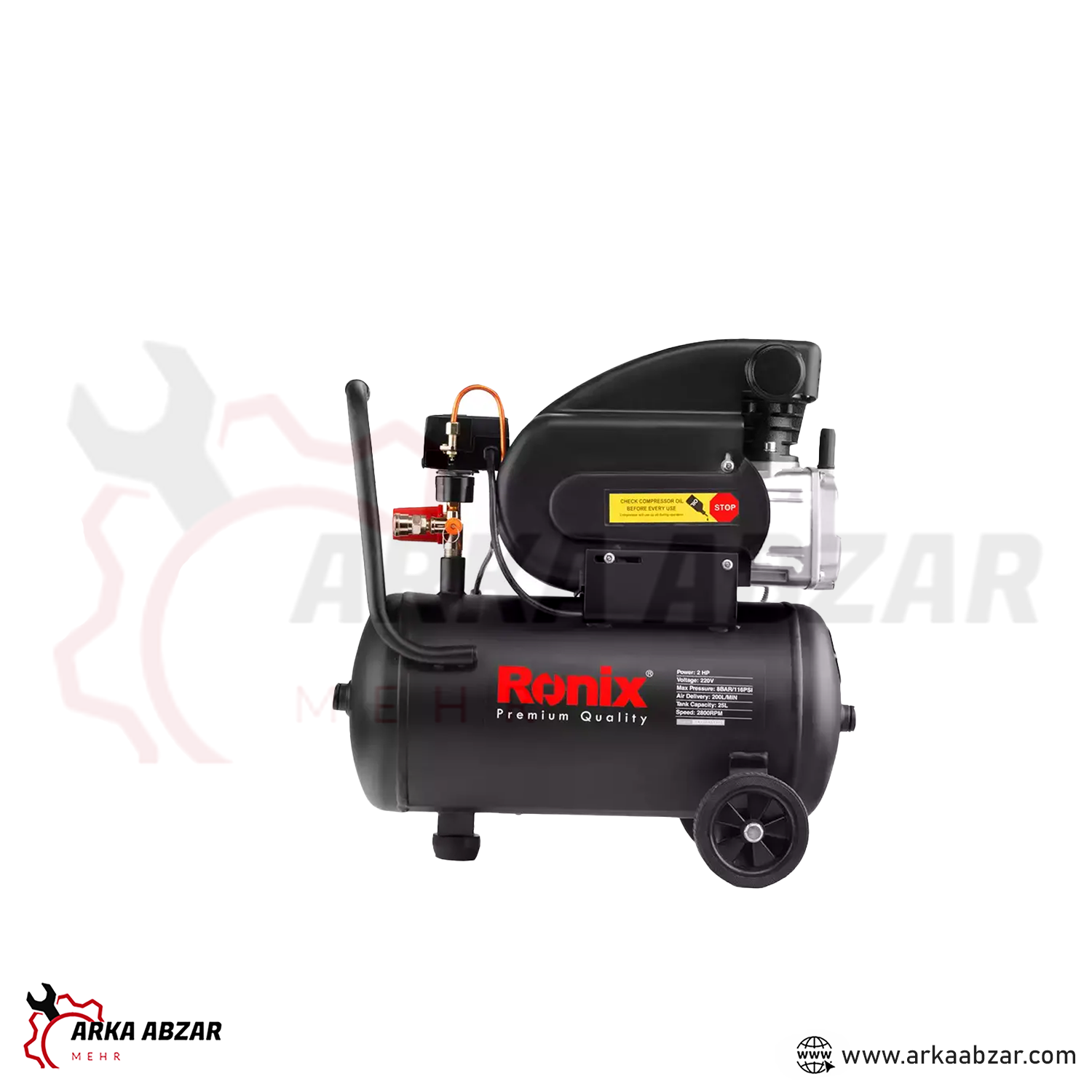 کمپرسور باد 50 لیتری 2 اسب بخار رونیکس کد RONIX RC-5010 | آرکا ابزار